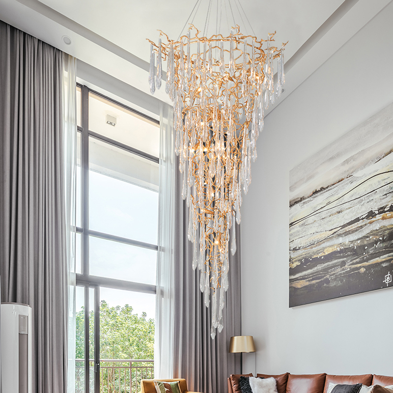 Cecily Crystal Branch Chandelier H 94.49"，Chandelier For Staircase