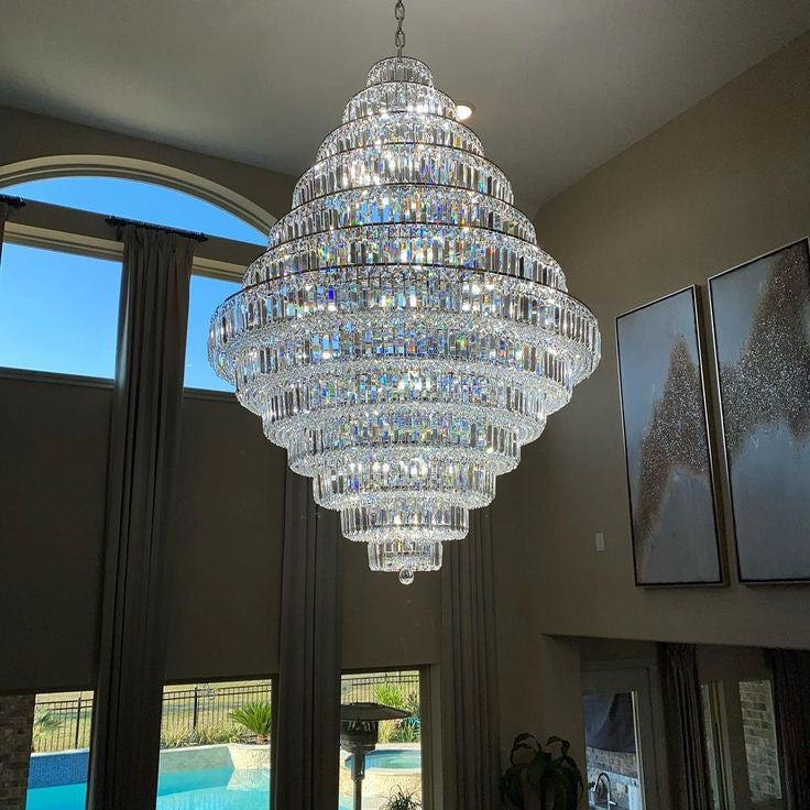 Chrome/ Silver/ Gold Extra Large Chandelier For Foyer Living Room Stai