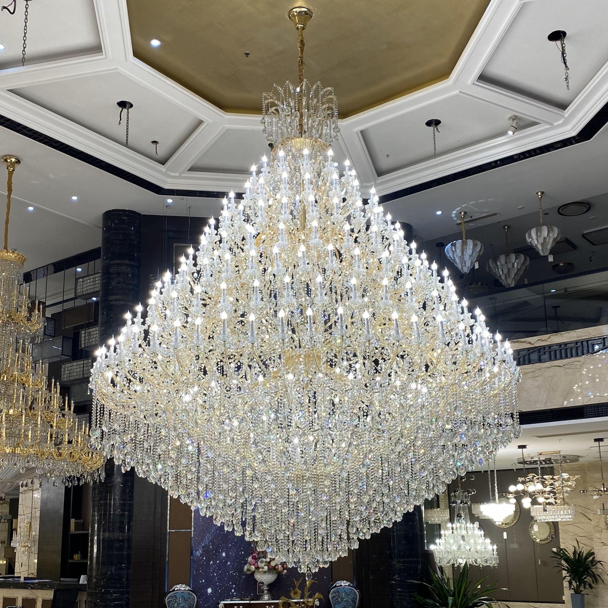 Extra Large Multi-tiered Candle Light Crystal Chandelier for Hotel/Res